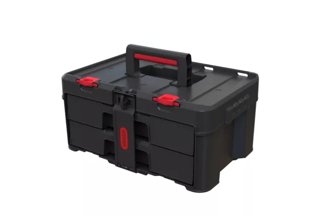 KETER STACK-N-ROLL TWO Drawer Tool Box for Small Parts and Power Tool ...