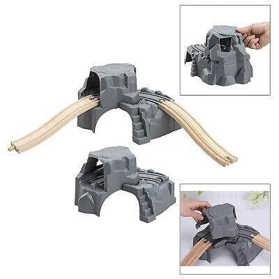 WOODEN TRAIN CAVE Tunnel Bridge Track Building Set - Railway Toy £14.28 ...