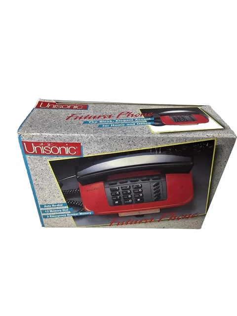 UNISONIC FUTURA PHONE Red/Black 9726RB Phone Corded Telephone 80's 90's ...