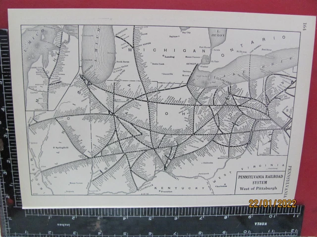 ANTIQUE 1925 PENNSYLVANIA Prr Railroad Western System Map Depot Prr Rr ...