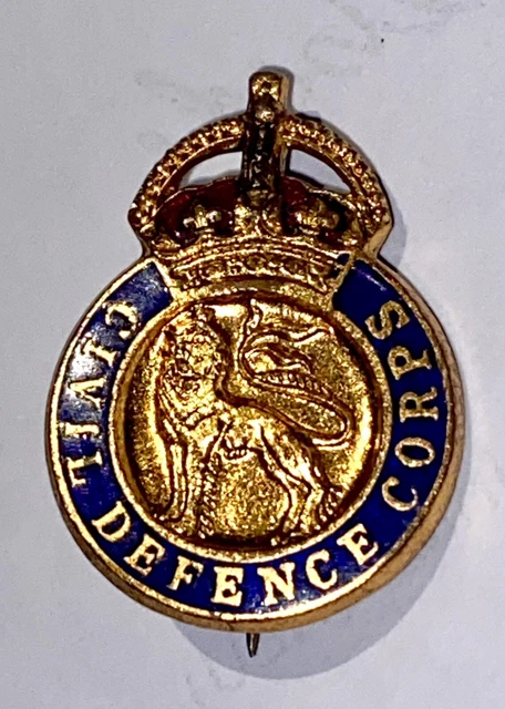 VINTAGE CIVIL DEFENCE Corps Enamel Lapel Badge King’s Crown Firmin ...