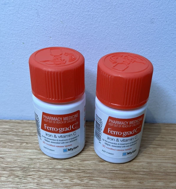 FERRO-GRAD C IRON & Vitamin C Mod Release Tablets 30 x 2 bottles FREE ...