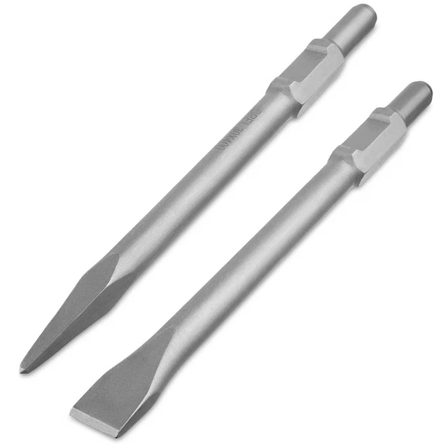 SDS MEISSEL SET 2 tlg. HEX 30mm Aufnahme Spitzmeißel Flachmeißel 400mm ...