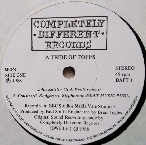 A TRIBE OF Toffs - John Kettley Is A Weatherman - Used Vinyl Record 7 ...