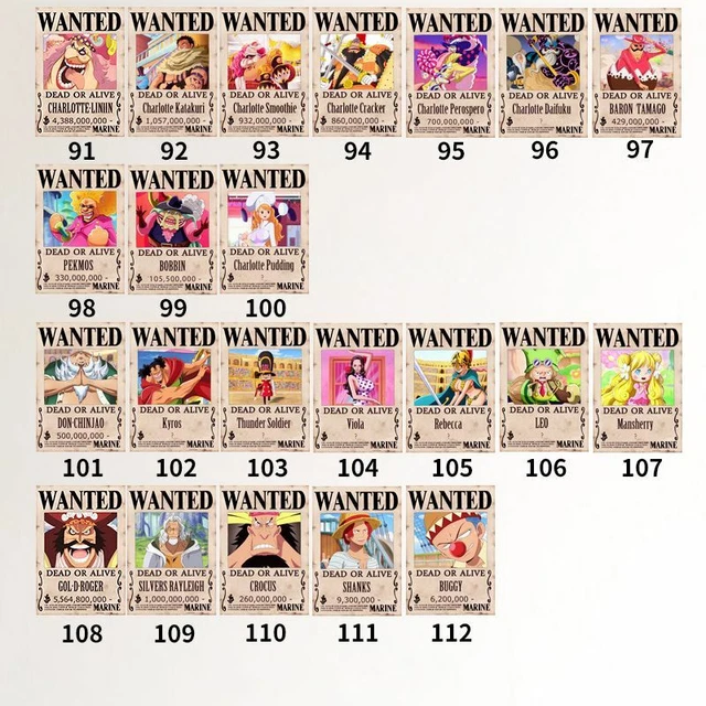 ONE PIECE CHARACTER reward Wanted notice Anime Posters wallpaper ...