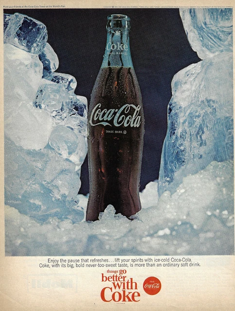 COCA-COLA COKE SODA bottle ice-cold things go better with 1965 Print Ad ...