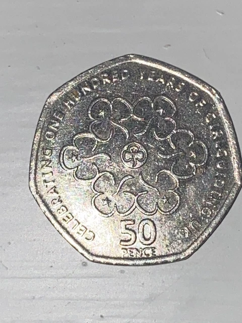 50P COIN GIRL Guides Celebrating 100 Years Of Girlguiding Rare Fifty ...