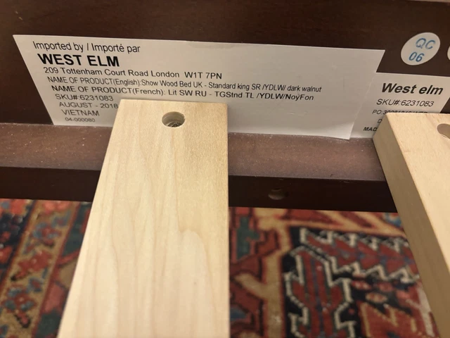 WEST ELM KING Size Bed Frame with Upholstered Headboard In Grey £83.90 ...