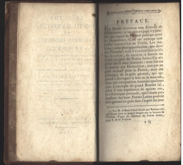 LE GUIDE DES HUMANISTES ou Premiers Principes du GOÛT par l'Abbé TUET ...