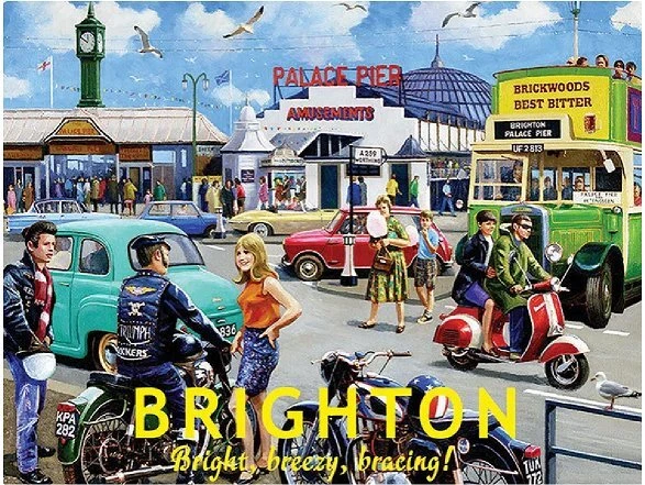 BRIGHTON PIER MODS ROCKERS 1960's Retro Metal Sign Gift Workshop ...