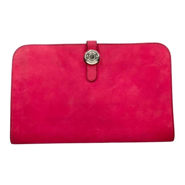 HERMÈS DOGON GM Rose Shocking Wallet (Missing Coin Purse), Pink, J ...