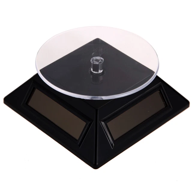 MINI 4 PANELS Solar Powered Turn Table Rotary Jewelry Display Stand ...
