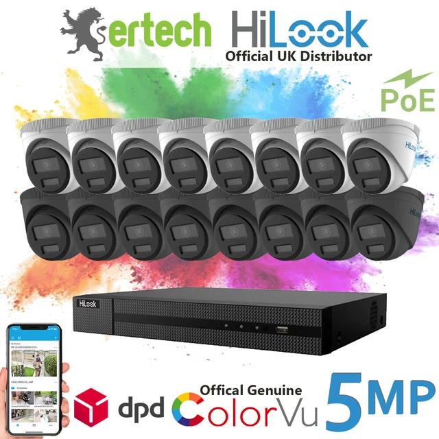 HIKVISION HILOOK COLORVU CCTV System IP PoE 5MP 24/7 Colour 16 Camera ...