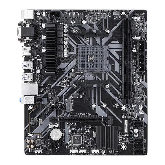GIGABYTE B450M S2H Motherboard, Socket AM4, B450, DDR4, S-ATA 600 ...