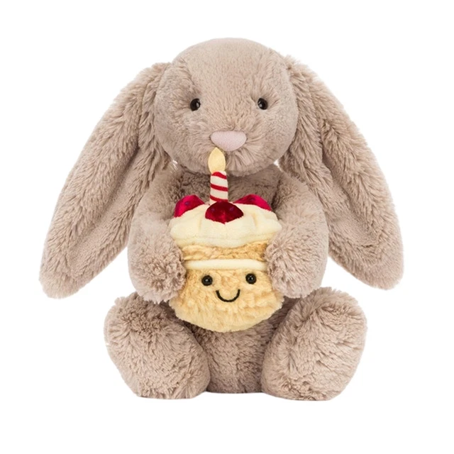 JELLY CAT BASHFUL Bunny Beige Birthday Cake New Brand Birthday Gift For ...