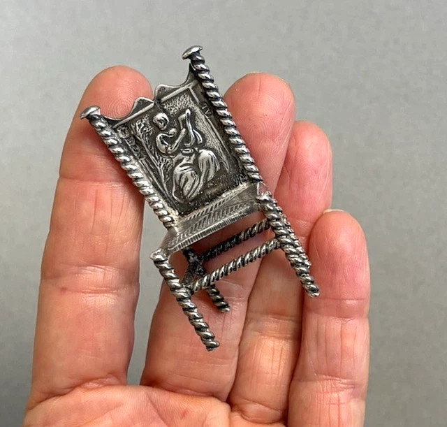 1902 ANTIQUE DUTCH STERLING SILVER MINIATURE CHAIR dolls house vintage ...