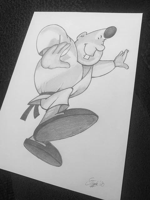 KARATE BATFINK FAN Art Pencil Drawing A4 Hand Drawn Original S Tipple ...