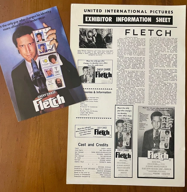 FLETCH - STARRING Chevy Chase Vintage Australian Press Sheet & Promo ...