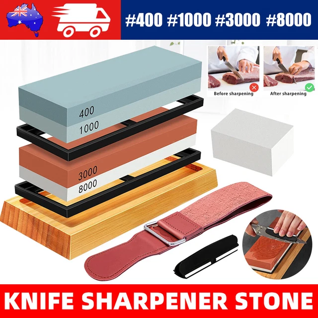 2X WHETSTONE KNIFE Sharpening Stone Water Wet Stone Set 400/1000/3000 ...