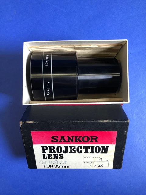 RARE SANKOR 35MM Projector Lens, 4-inch f/2.0 (Original Box) $75.95 ...
