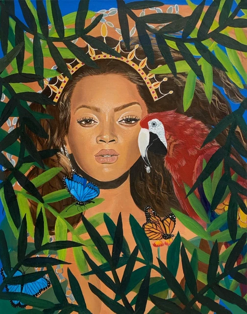 PEINTURE À L'HUILE fait main Tableau Portrait Art de Femme Nature EUR 1 ...