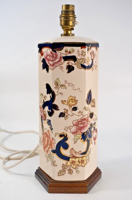 MASON'S IRONSTONE BLUE Mandalay Hexagonal Hand Painted + Gilded Lamp ...