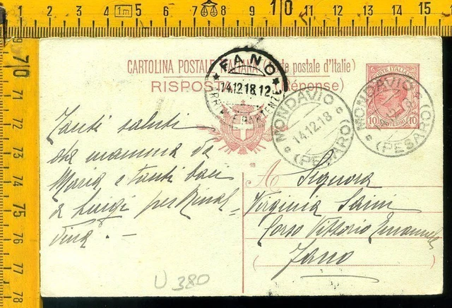 REGNO CARTOLINA INTERO postale Leoni Mondavio Pesaro x Fano U 380 EUR 3 ...