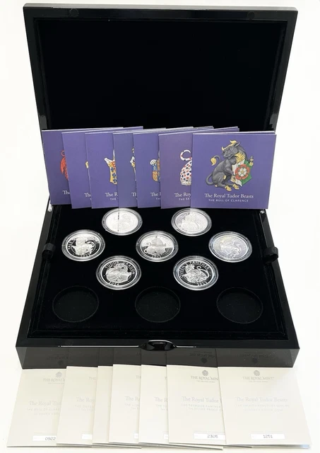 2022-2025 THE QUEEN’S Beasts Set Of x7 1oz Silver Proof UK £2 Coins Box ...