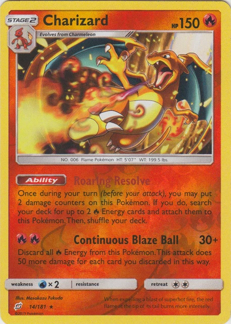 1X CHARIZARD - 14/181 - Rare - Holo inversé comme neuf - Pokémon SM09 ...