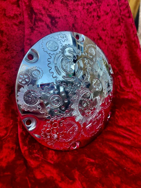 HARLEY DAVIDSON CHROMED Sportster 6 Hole Custom Hand Engraved Derby ...