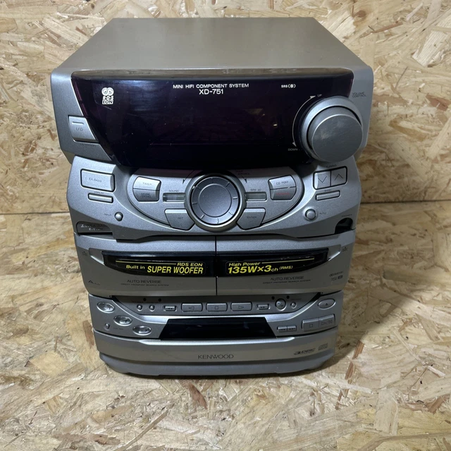 KENWOOD MINI HIFI Xd-751 Music Stack Radio 2 Tape Player 3 Cd Player No ...