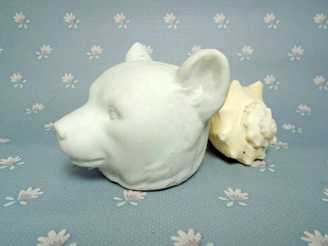 GERMAN BISQUE PORCELAIN Bears head, antique porcelain bottle stoper ...