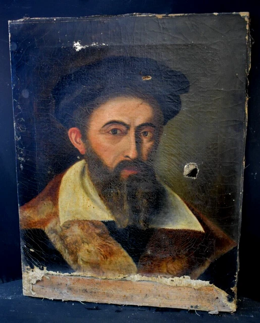 TABLEAU ANCIEN HUILE sur toile portrait homme de la Renaissance XIXème ... TABLEAU ANCIEN HUILE sur toile portrait homme de la Renaissance XIXème ...
