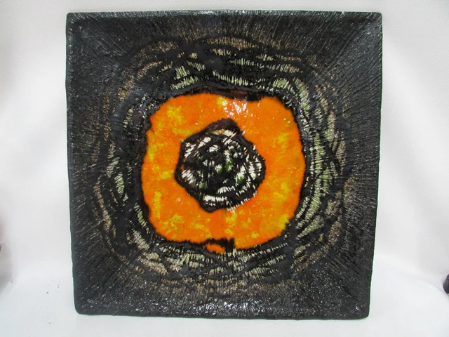 RARE GUNDA AUSTRALIAN Pottery Decorative Square Charger Plate Retro ...