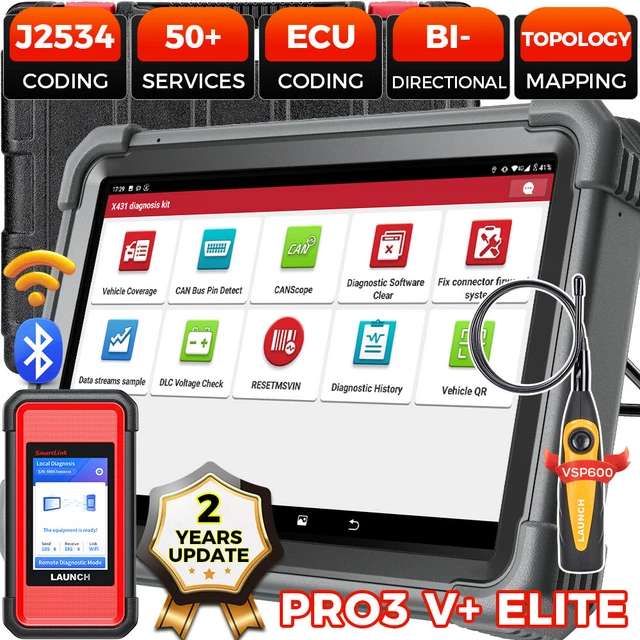 LAUNCH X431 PRO3S ELITE V+ 5.0 PRO5 Car Diagnostic Tool J2534 ...