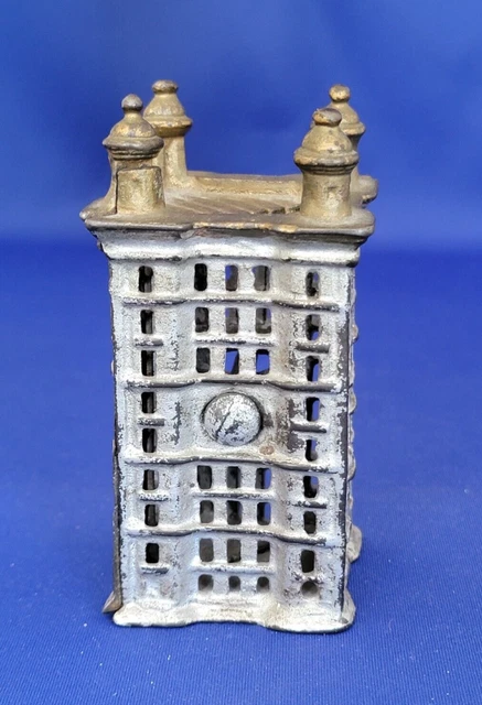 ANTIQUE VINTAGE CAST Iron Skyscraper Bank Building Still Coin Penny ...