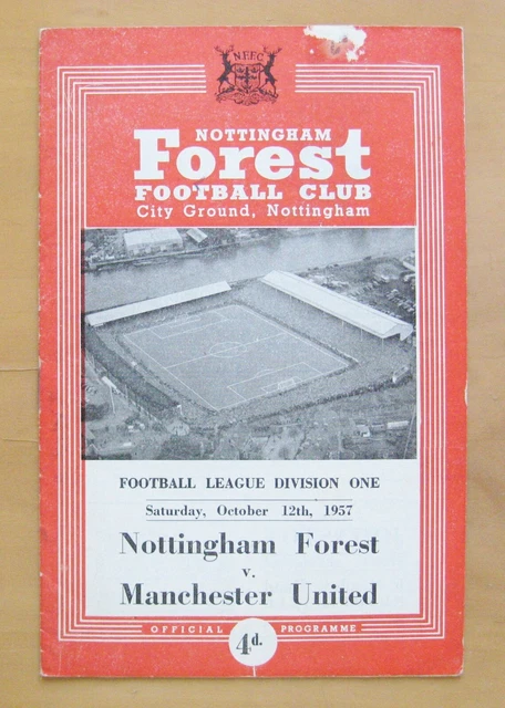 NOTTINGHAM FOREST V MANCHESTER UNITED 1957/1958 *Good Cond Programme ...