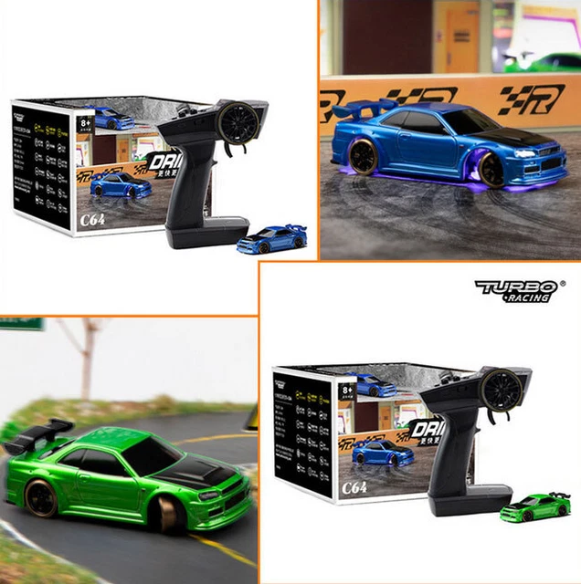 C64 1:76 FULL Scale Mini Remote Control Drift RC Car With Gyro TURBO ...