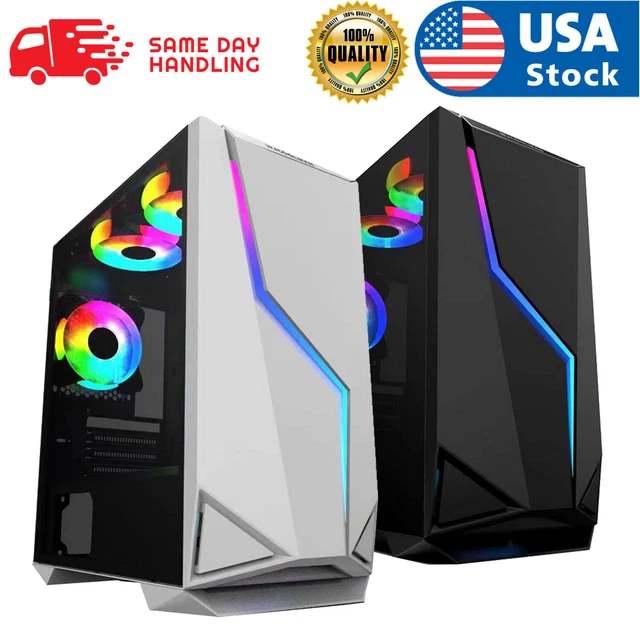 USA ATX M-ATX ITX Mid-Tower Gaming PC Computer Case w/ Tempered Glass ...