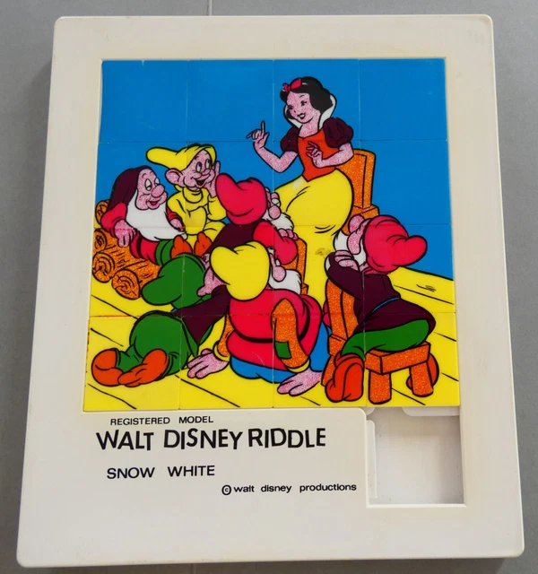 VINTAGE JEU TAQUIN Pousse Pousse Walt Disney Riddle Blanche Neige 7 ...