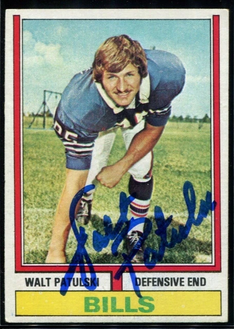 WALT PATULSKI 1974 Topps football authentique AUTOGRAPHE signé FACTURES ...