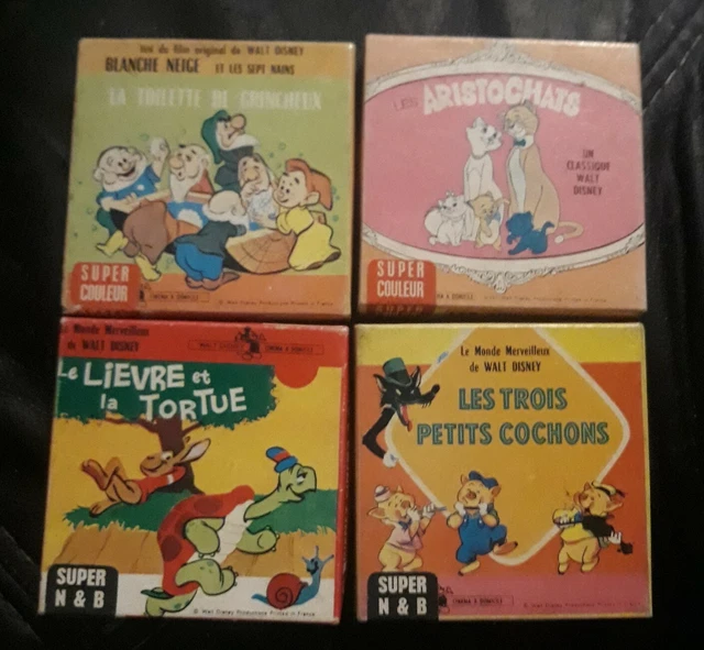 4 DESSIN-ANIMÉS SUPER 8 Disney Blanche Neige Aristochats Les Trois ...