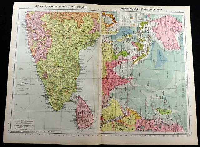 WW2 MAPA INDIA Mysore Hyderabad Bombay Indio Océano Guerra Geografía ...