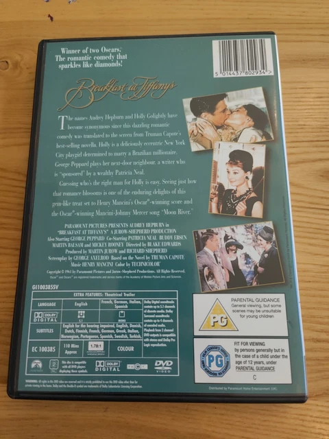 BREAKFAST AT TIFFANY'S DVD 50th Anniversary Edition 1961 drama VGC - Fast Post $6.00 - PicClick AU