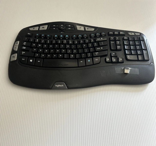 LOGITECH K350 COMFORT Wave Ergonomic Wireless Keyboard w/ USB Unifying ...