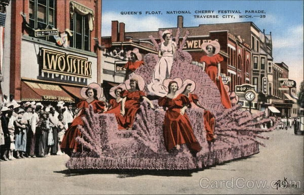 CARTE POSTALE TRAVERSE City, MI Queen's Float, National Cherry Festival ...