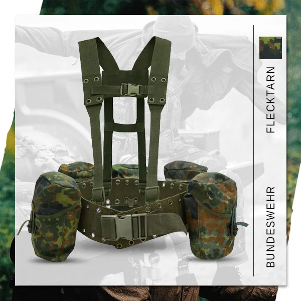 BUNDESWEHR GENUINE GERMAN Army Chest Rig Flecktarn Tactical Webbing Set ...