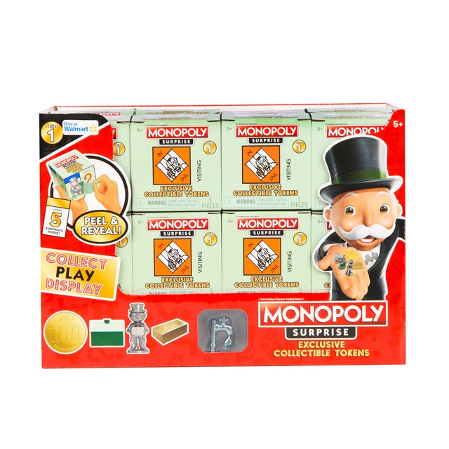 HASBRO BASIC FUN Monopoly Surprise Collectible Board Game Token Display ...