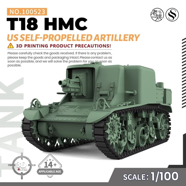 WWII TANK 25MM Military Model Kit US T18 HMC Self-propelled Artillery ...