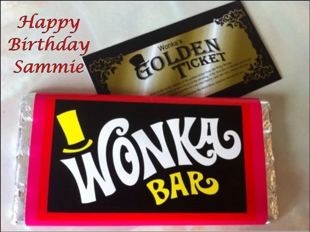 CAKE TOPPER EDIBLE ICING WONKA BAR AND TICKET (image) on SHEET A4 £6.98 ...
